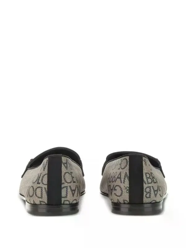 Dolce & Gabbana Logo-jacquard Plaque-detail Loafers - Neutrals
