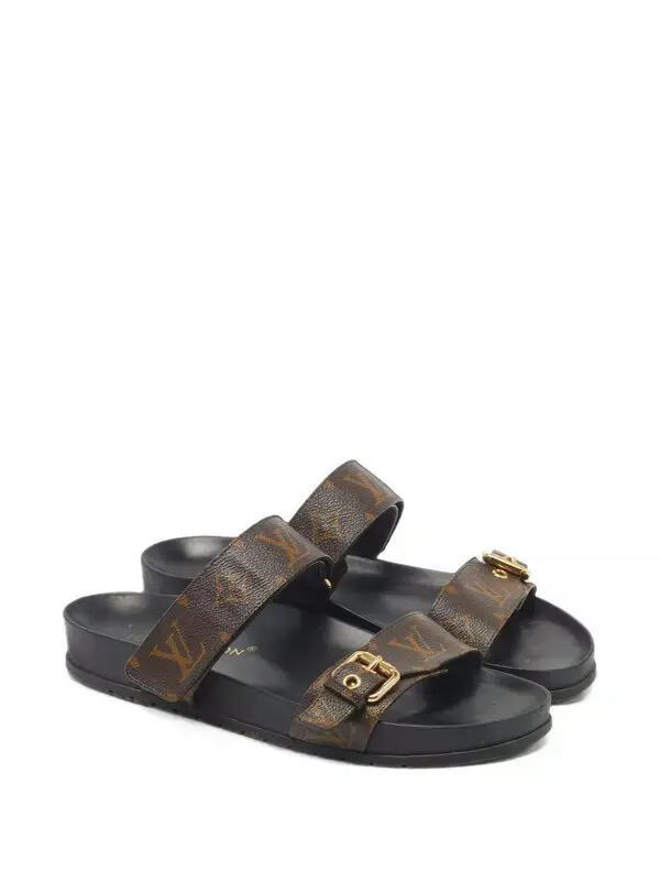 LOUIS VUITTON Bom Dia Monogram Canvas Flat Sandals