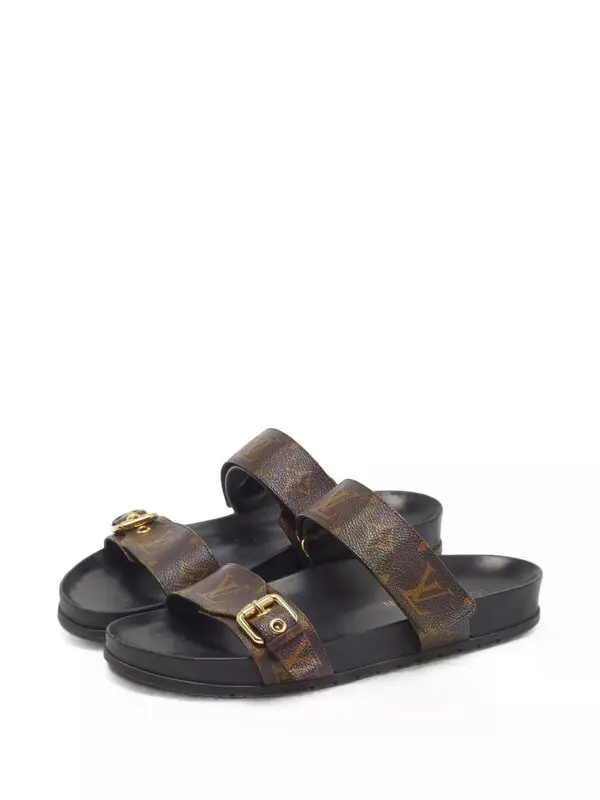 LOUIS VUITTON Bom Dia Monogram Canvas Flat Sandals