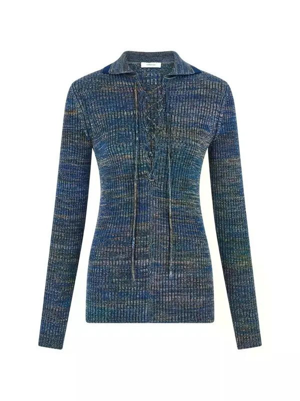 FERRAGAMO Lace-up Ribbed-knit Sweater