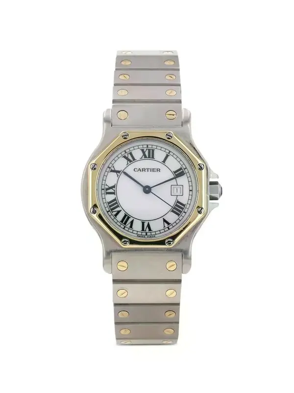Cartier 1990 Santos Octagonal 29mm Watch - White