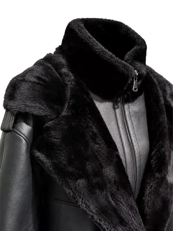 POCHE PARIS Shearling-trim Leather Jacket