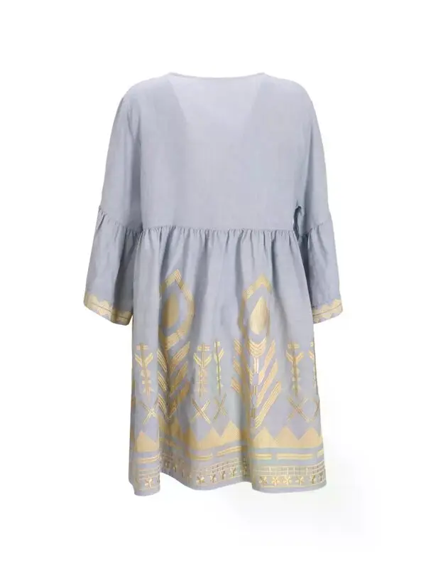 Greek Archaic Kori Embroidered Ruffled Dress