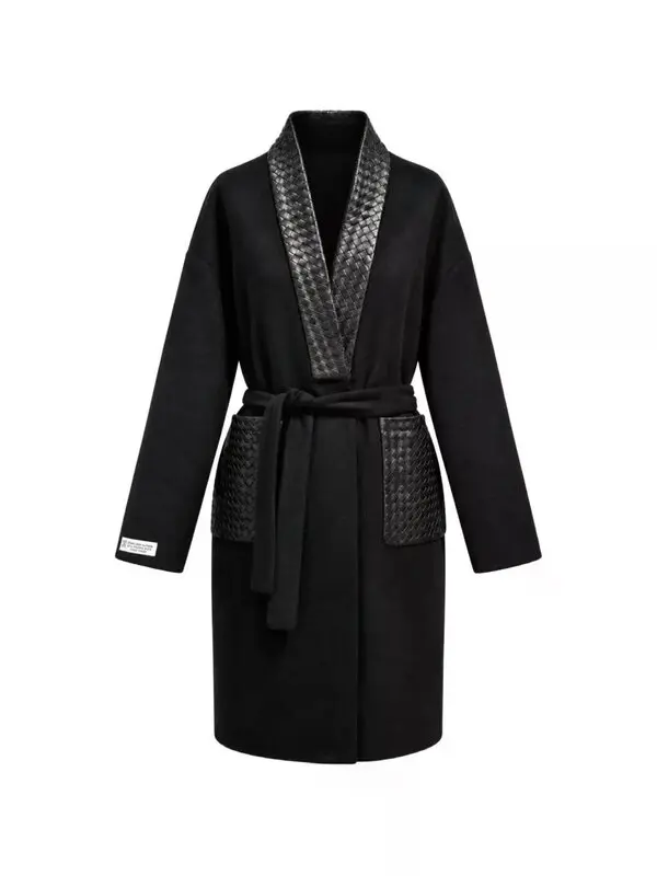 POCHE PARIS Woven-trim Belted Coat