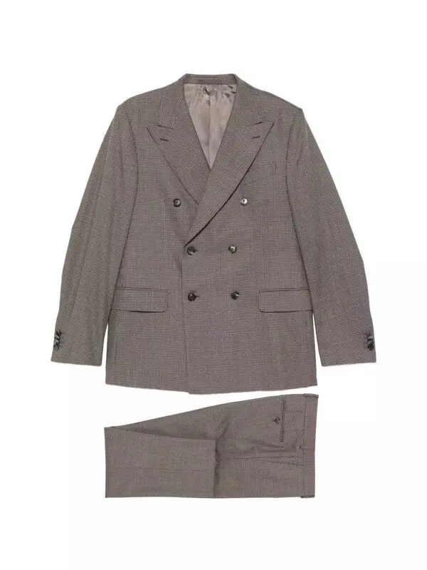Caruso Double-breasted Micro-check Suit