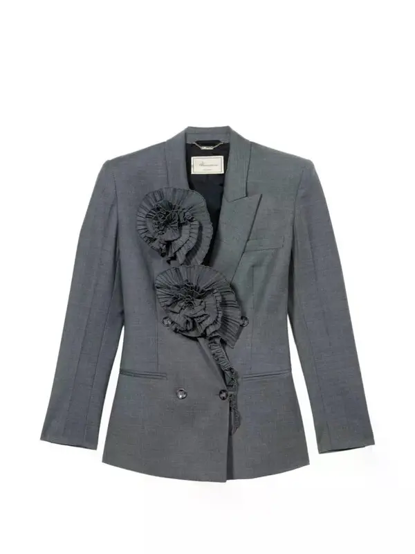 Blumarine Pleated Rose-embellished Blazer