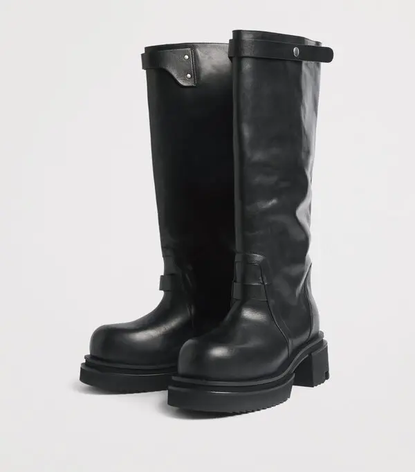 Rick Owens Leather Naska Bogun Knee-high Boots