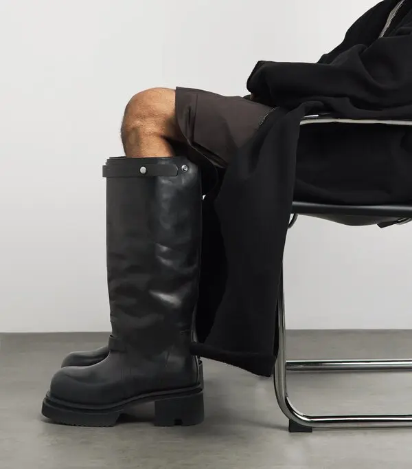Rick Owens Leather Naska Bogun Knee-high Boots