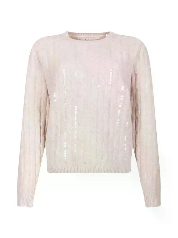 Derhy Nairobi Sequin-embellished Cable-knit Sweater - Neutrals