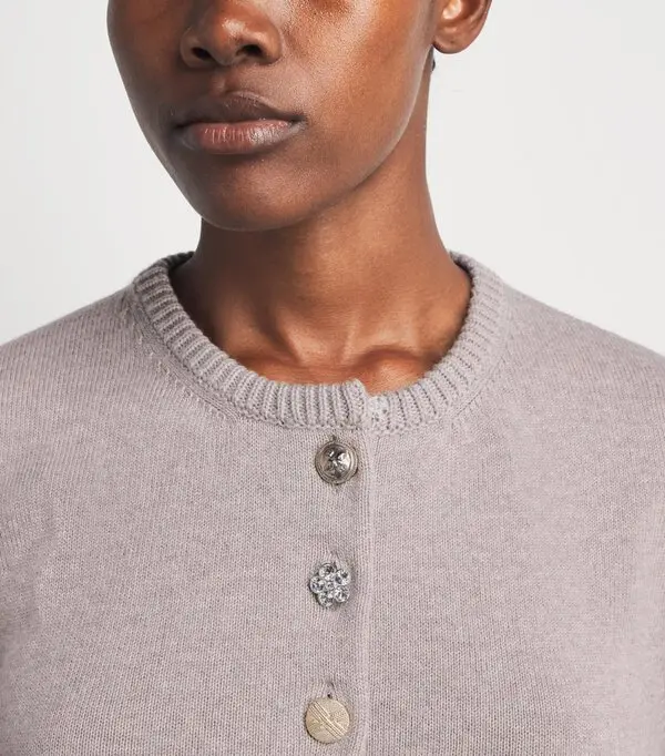 BARRIE Cashmere-cotton Jewel-button Cardigan