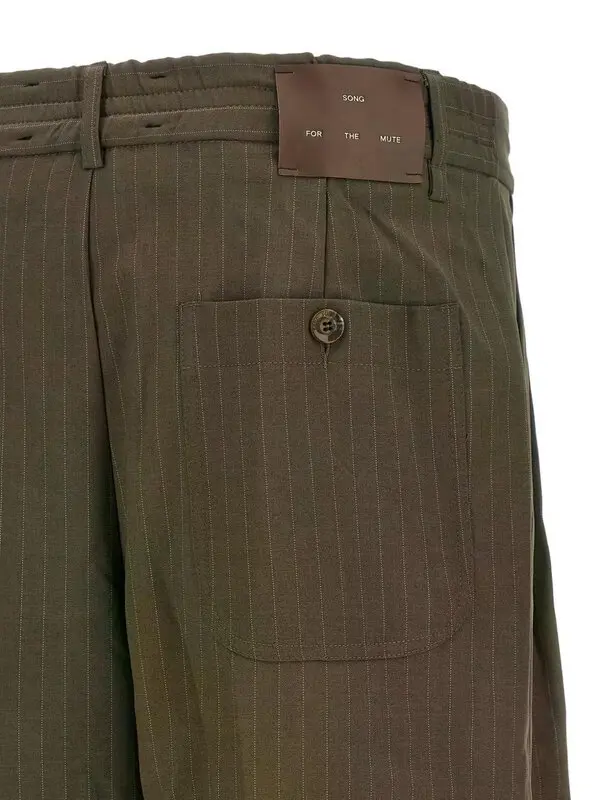 SONG FOR THE MUTE Pinstripe Wide-leg Trousers - Green
