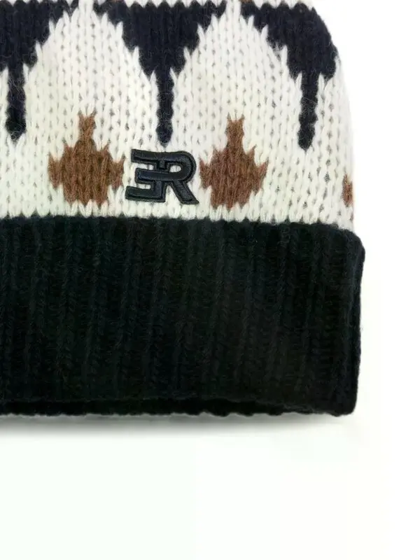 ERMANNO FIRENZE Fair Isle-knit Logo-patch Beanie Hat