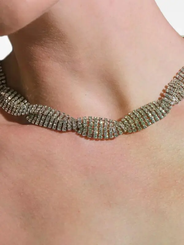 JENNIFER BEHR Crystal-embellished Twisted Necklace - Silver