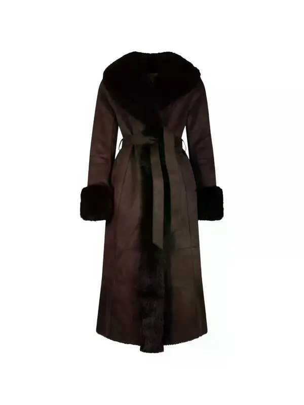 Derhy Galice Faux-fur Trim Belted Coat