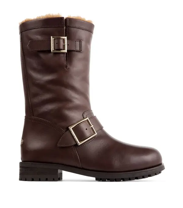 JIMMY CHOO Biker Mid Leather Boots