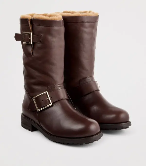JIMMY CHOO Biker Mid Leather Boots