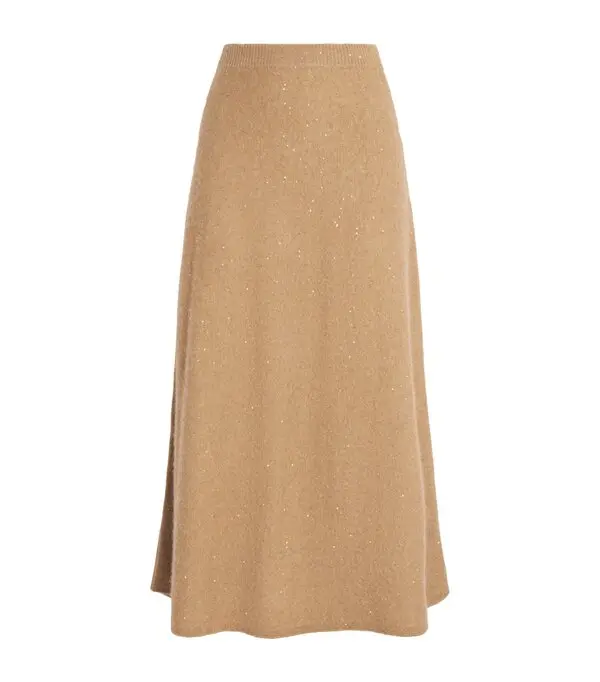 Fabiana Filippi Knitted Sequin Midi Skirt - Brown