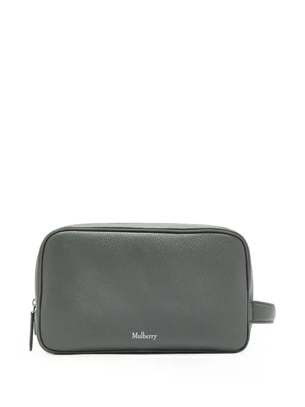 Mulberry Heritage Grained Leather Wash Bag - Grey