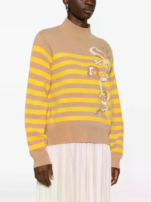ERMANNO FIRENZE Striped Embroidered Sweater