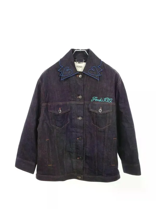 Fendi 2010s Open Your Heart Denim Jacket