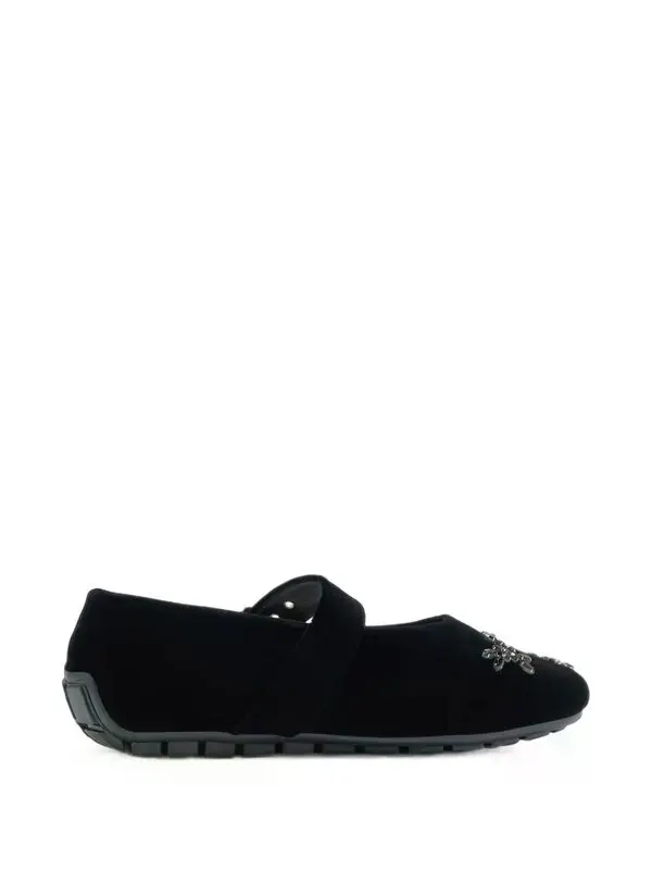 Simone Rocha Embellished Velvet Ballet Flats