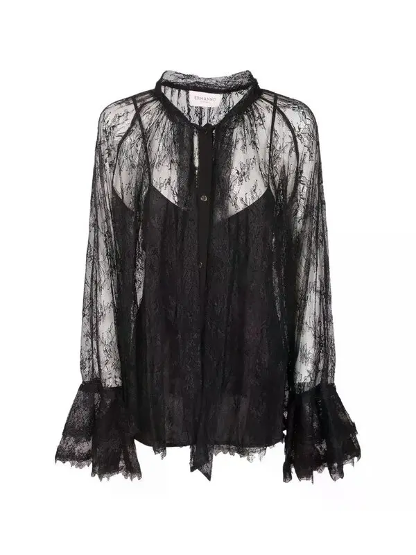 Ermanno Scervino Lace-overlay Flared-sleeve Blouse