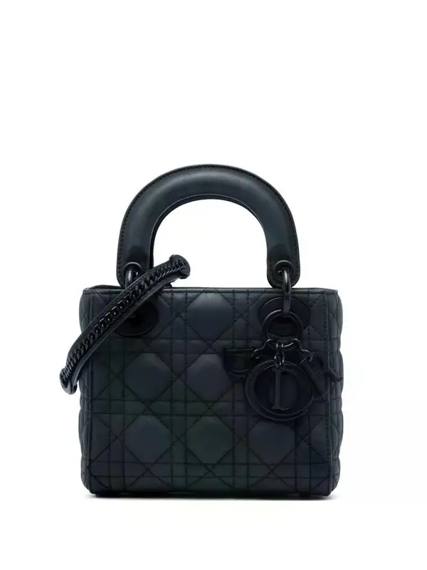 Dior 2020 Mini Ultra Matte Calfskin Cannage Lady Satchel - Black