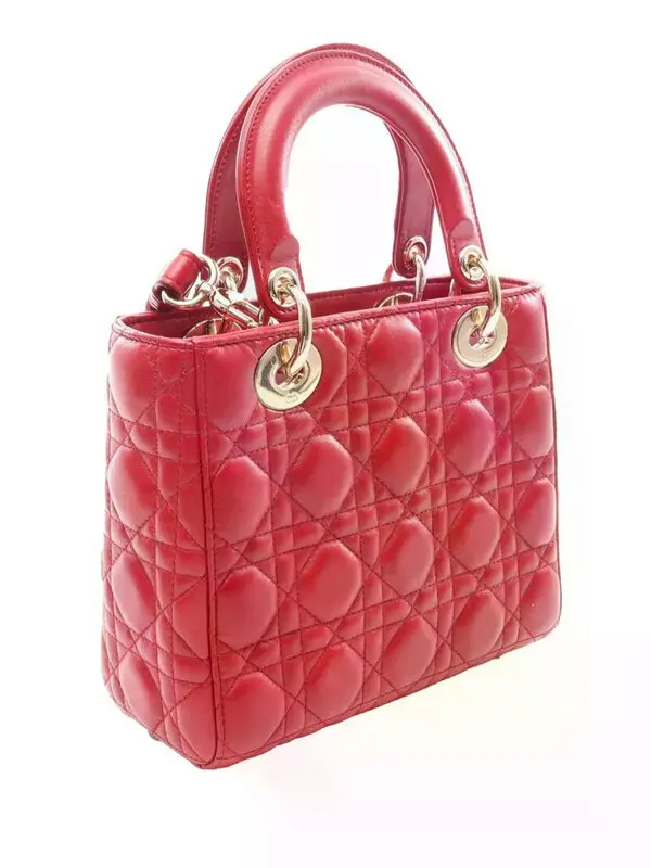 Dior 2015-2026 Small Lambskin Cannage Myabcdior Lady Satchel - Red