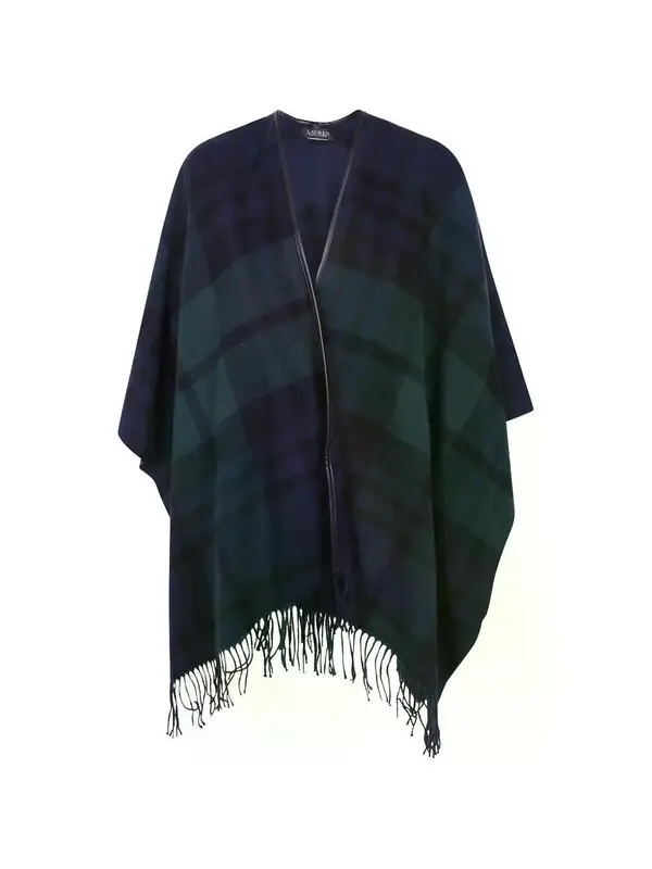 Ralph Lauren Check-pattern Fringed Poncho