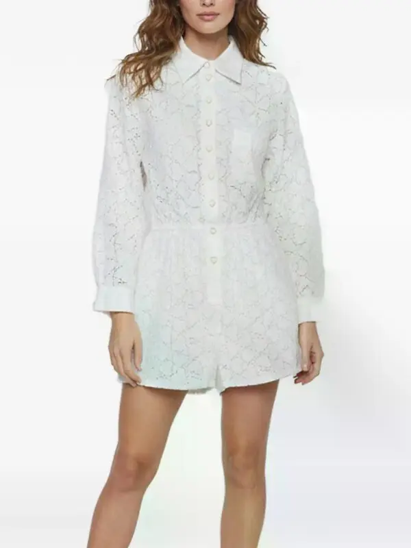 Zimmermann Crush Logo-embroidered Playsuit - White