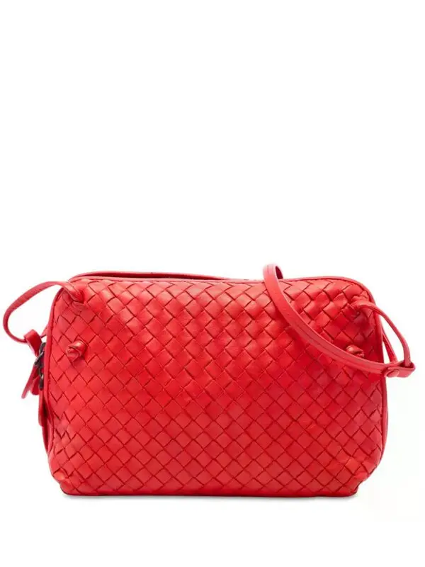 Bottega Veneta 2012-2026 Nappa Intrecciato Nodini Crossbody Bag - Red