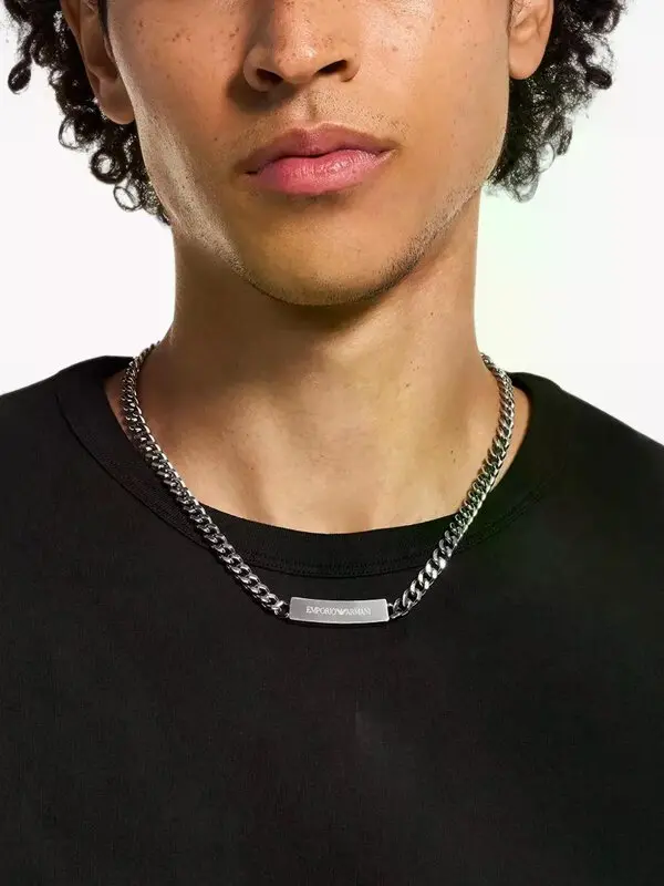 Emporio Armani Logo-plaque Curb-chain Necklace