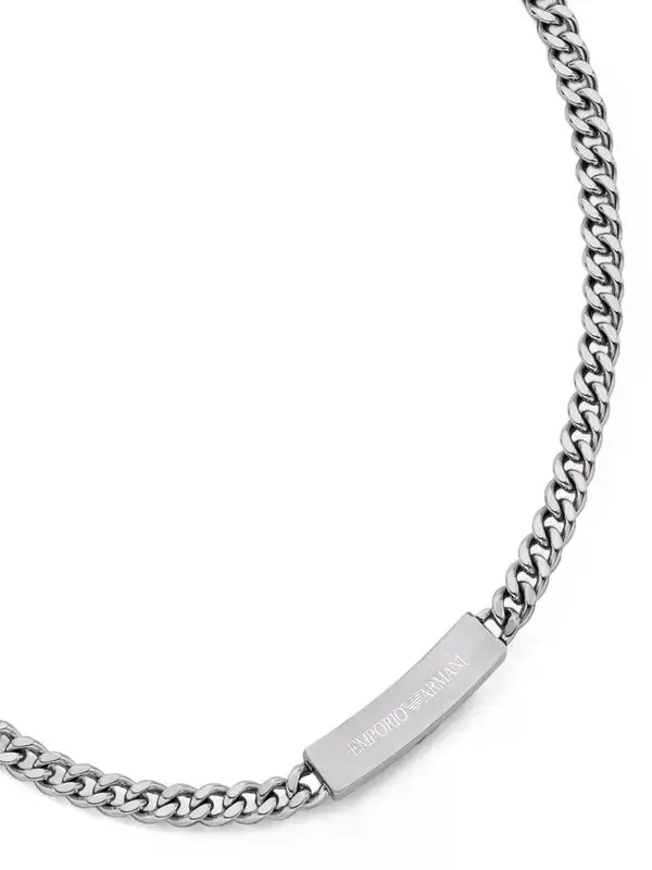 Emporio Armani Logo-plaque Curb-chain Necklace