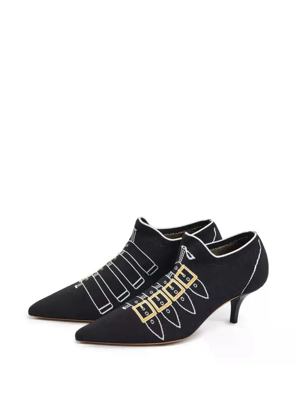 Marni Printed Buckle Pointed-toe Ankle Boots - Black