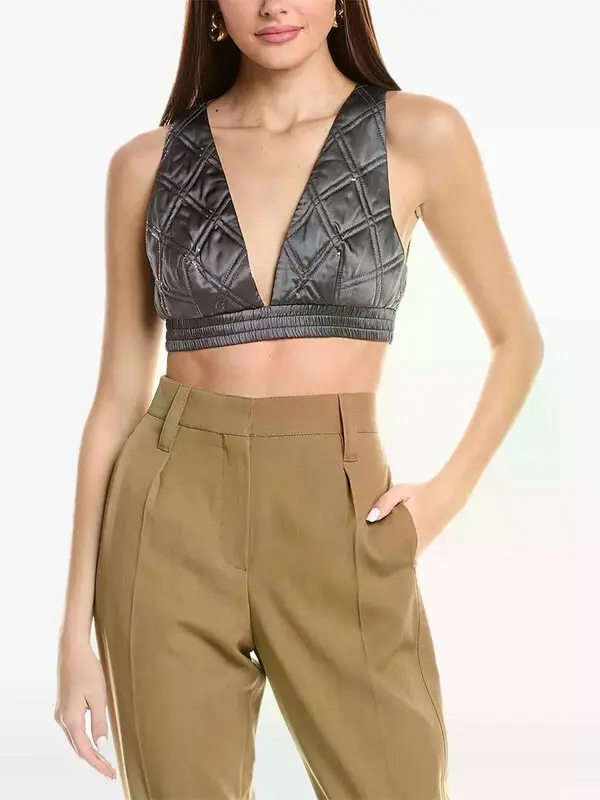 Brunello Cucinelli Quilted Silk-blend Top - Grey