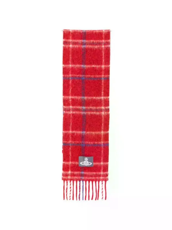 VIVIENNE WESTWOOD Tartan-check Fringed Scarf - Red