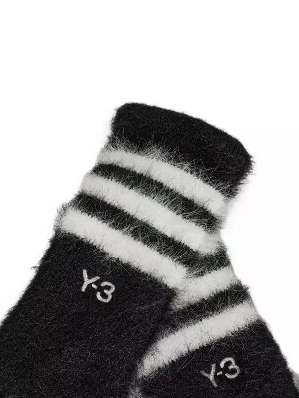 Y3 Logo-embroidered Brushed-effect Gloves