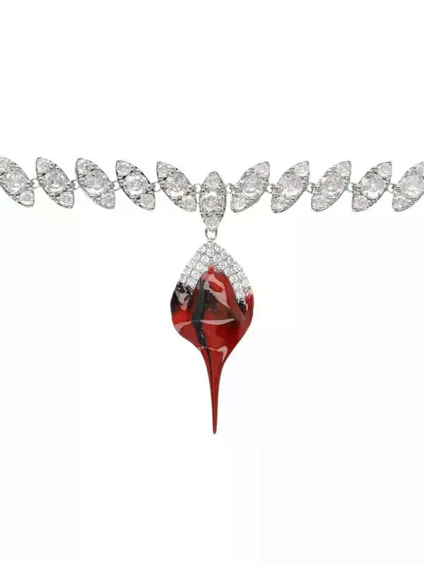 Ottolinger Crystal-embellished Dipped-pendant Necklace - Silver