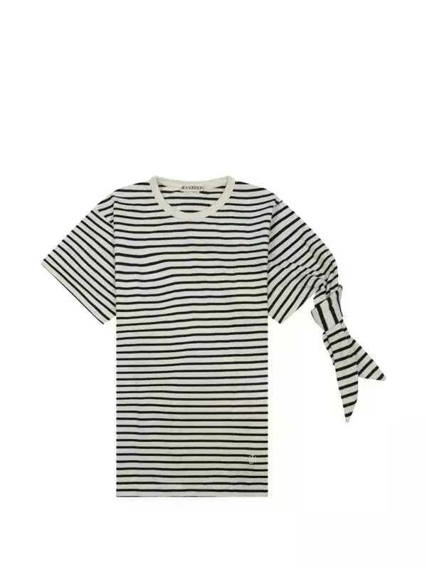 JW Anderson Striped Knot-detail T-shirt - Black