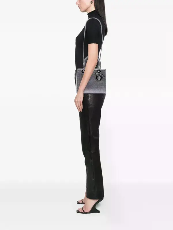 Dior 2015 Medium Metallic Patent Microcannage Lady Satchel