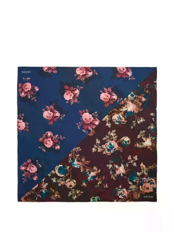 Erdem Floral-print Scarf - Blue