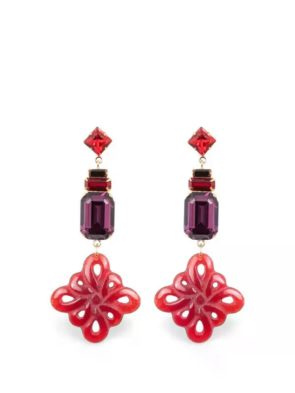 JENNIFER BEHR Katherina Crystal-embellished Earrings - Red