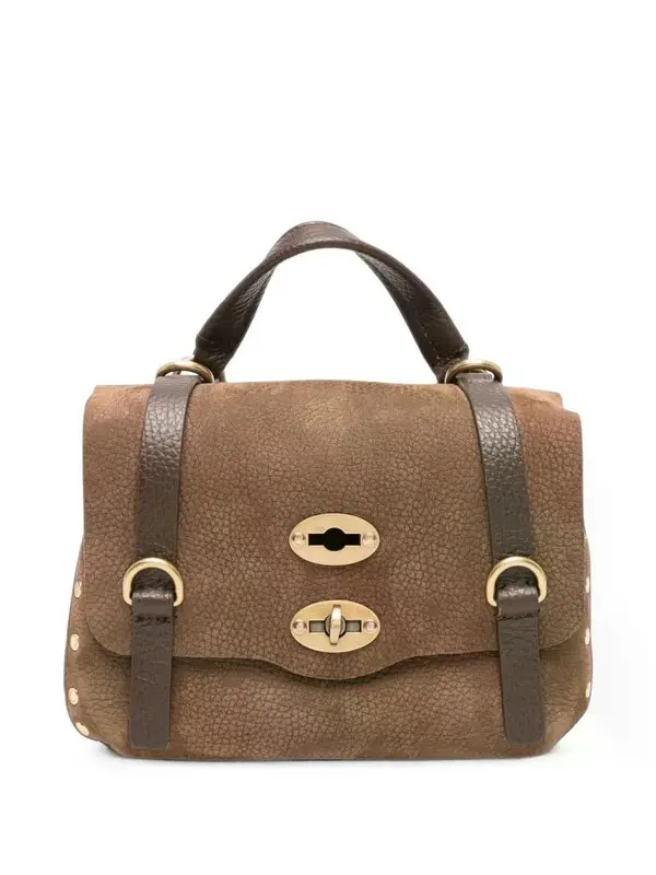 ZANELLATO Baby Postina Stud-embellished Suede Tote Bag - Brown