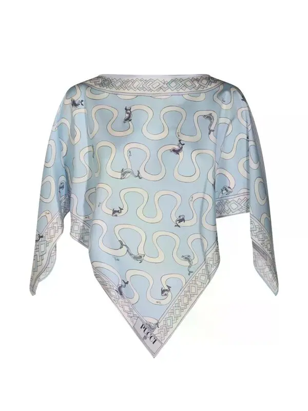 Emilio Pucci Graphic-print Silk Top - Blue