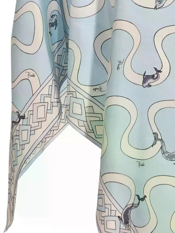Emilio Pucci Graphic-print Silk Top - Blue