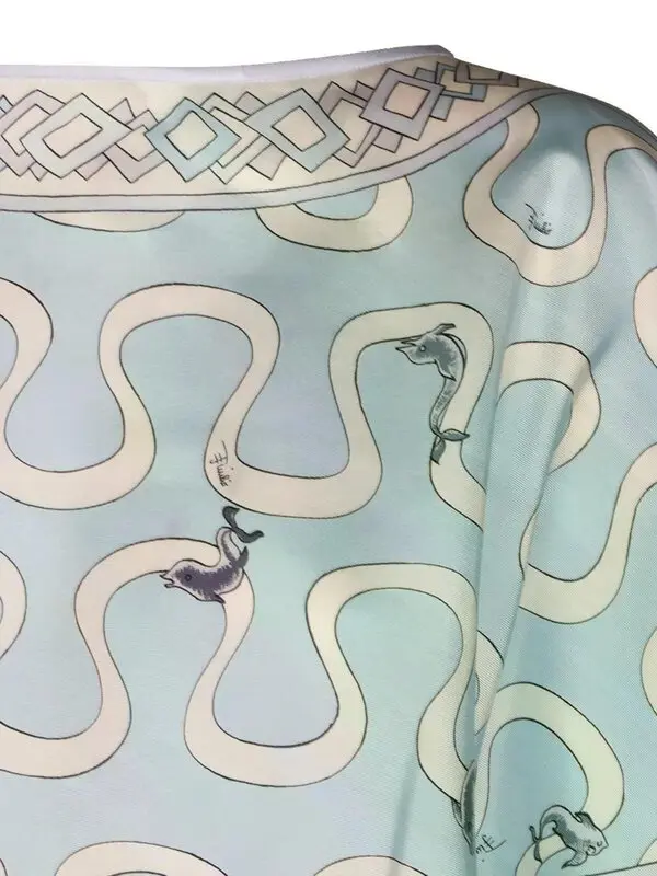 Emilio Pucci Graphic-print Silk Top - Blue