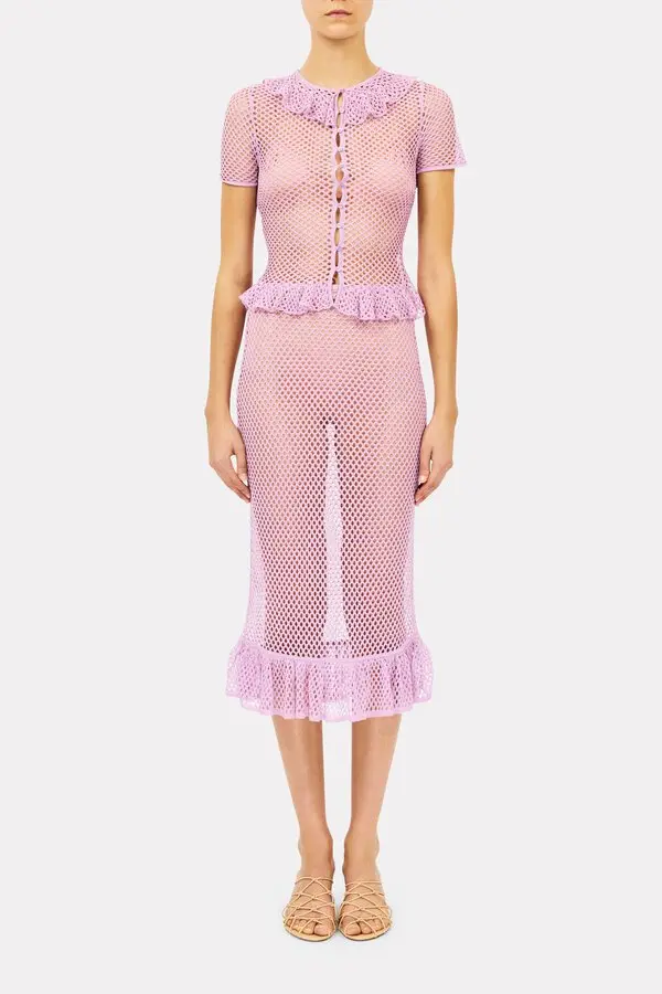 Ulla Johnson Lorna Mesh Midi Skirt - Lilac