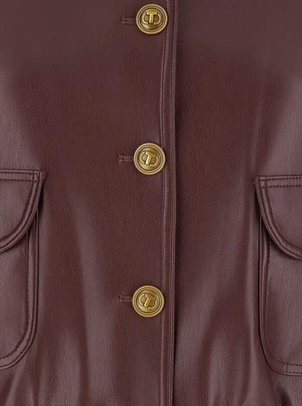 TWINSET Buttoned Faux Leather Jacket