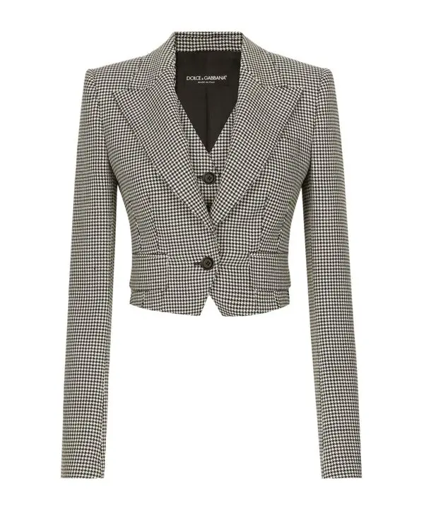 Dolce & Gabbana Short Houndstooth Jacket With Vest
