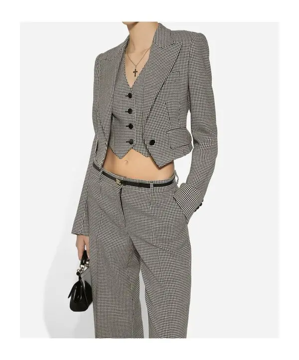 Dolce & Gabbana Short Houndstooth Jacket With Vest